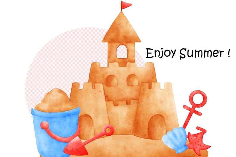 Watercolor Sandcastle Clipart Bundle – Beach Coastal Theme Pngs ...