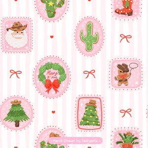 Pink Xmas Western Santa Seamless Pattern | Coquette Christmas Digital ...