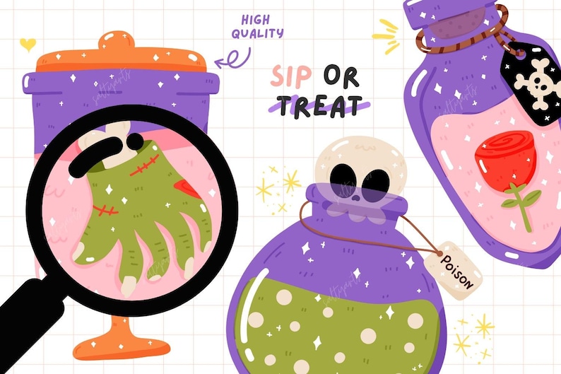 Spooky Halloween Poison Bottle Clipart, Witchcraft Danger Chemicals PNG ...