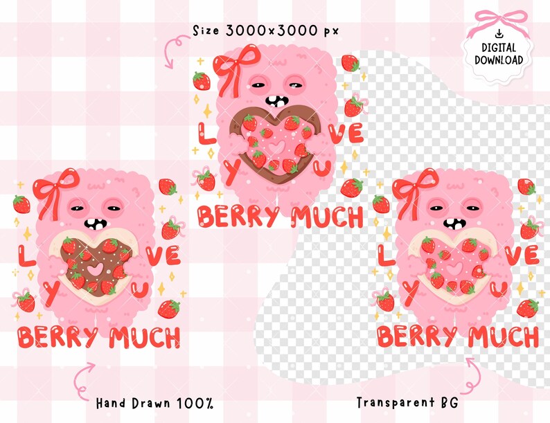 Funny Strawberry Monster PNG | Valentine Fuggler Sublimation (digital ...