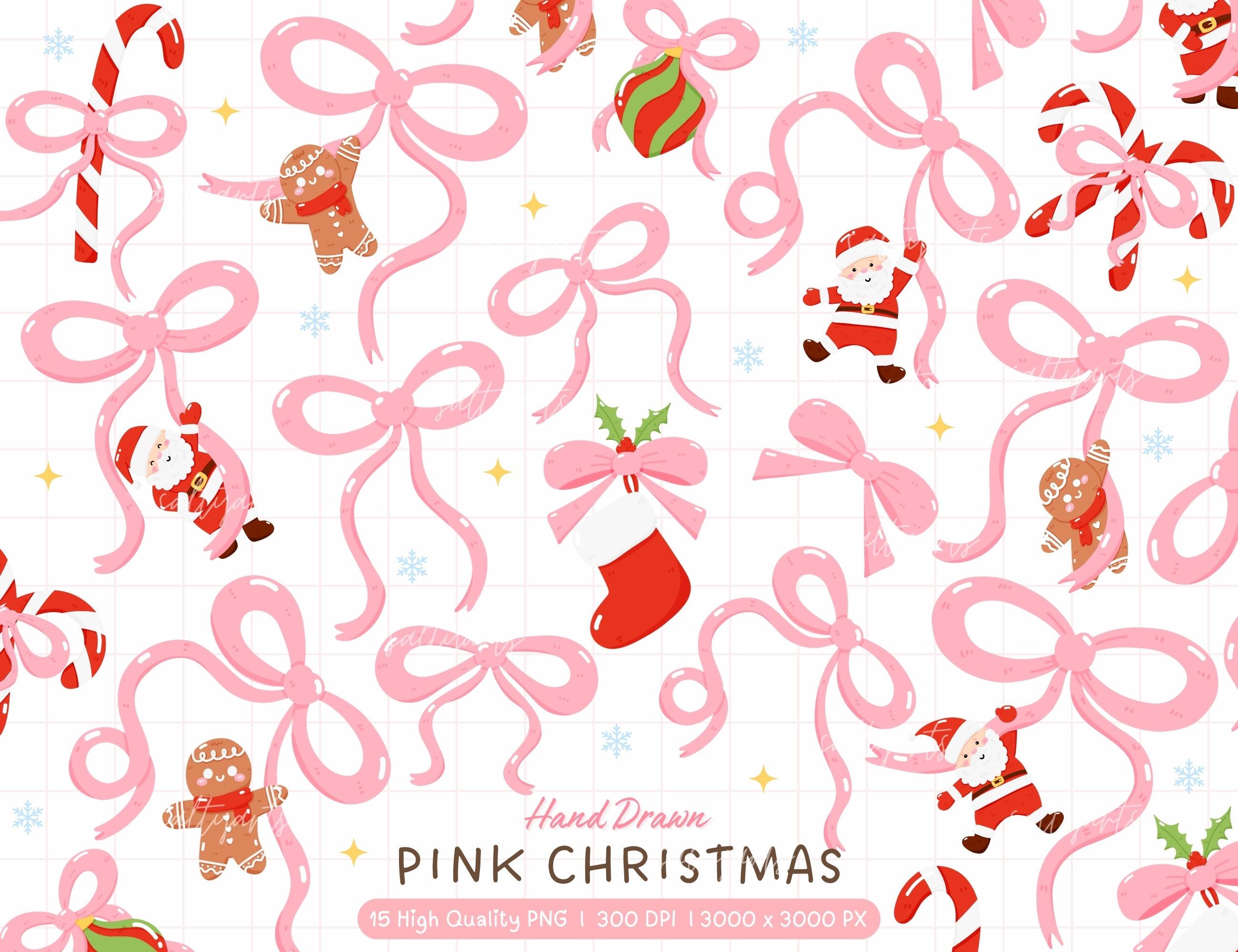Pink Christmas Clipart Bundle – Cozy Holiday Pngs With Pink Ribbons ...