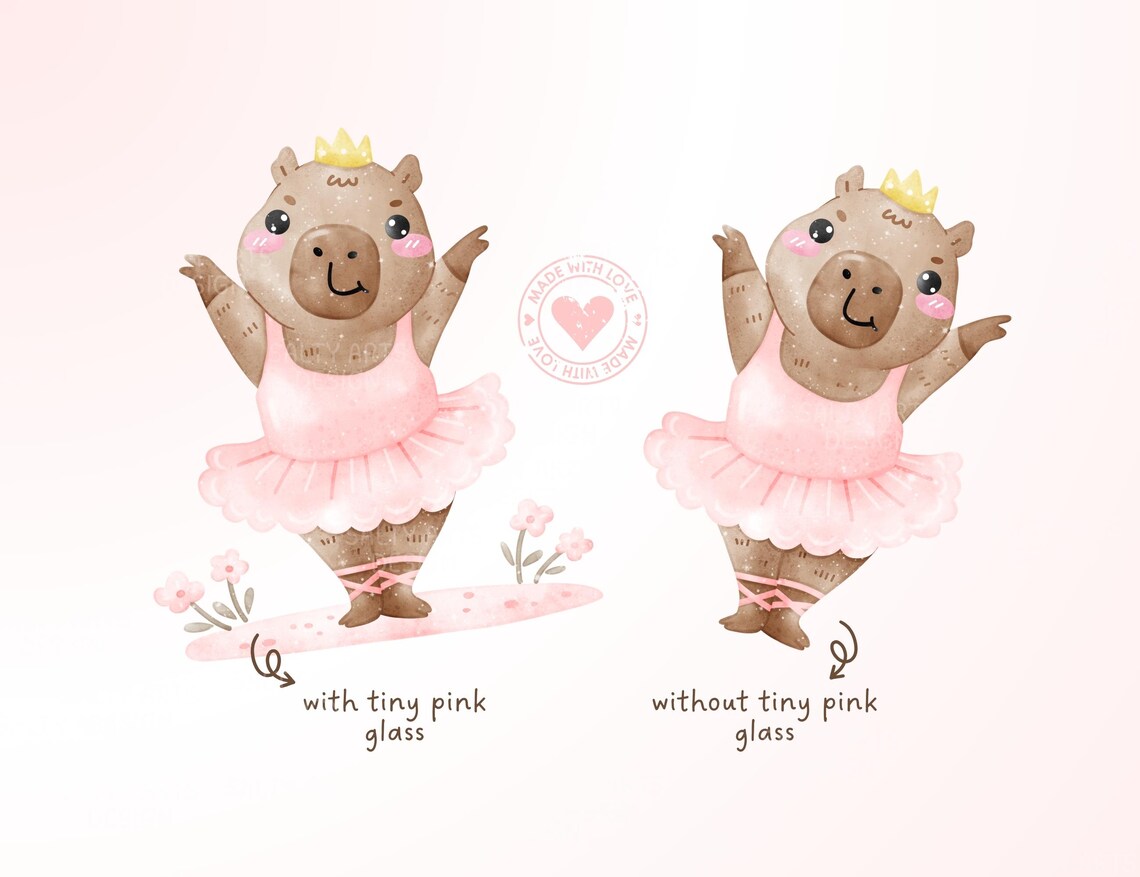 Capybara Ballet Clipart: Watercolor Animals in Tutus (digital Download ...