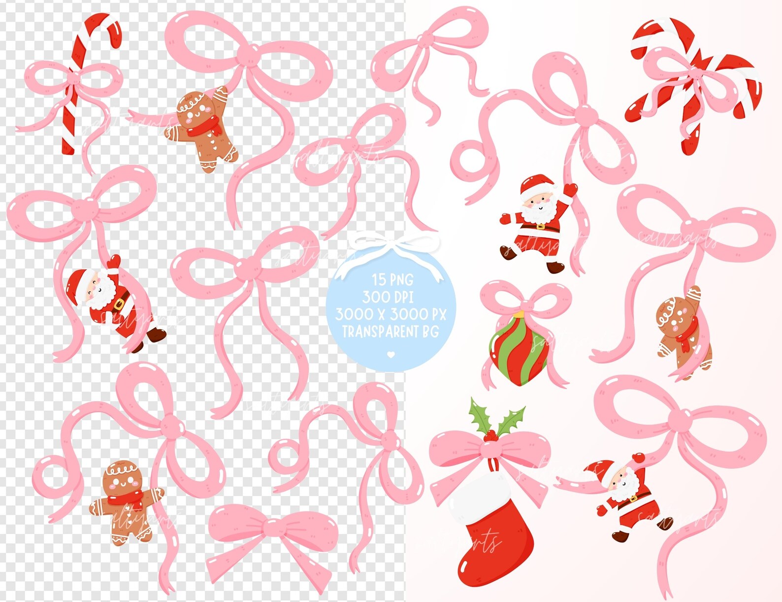 Pink Christmas Clipart Bundle – Cozy Holiday Pngs With Pink Ribbons ...