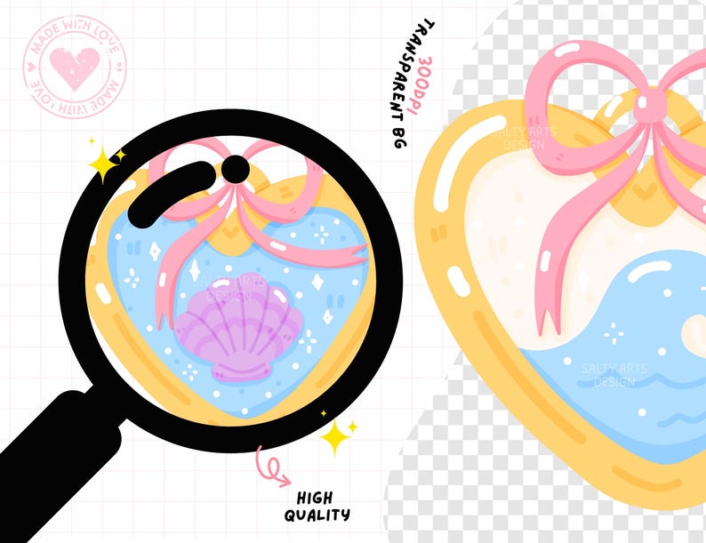 Coastal Love Locket Clipart: Coquette Beach Valentine PNG Bundle ...