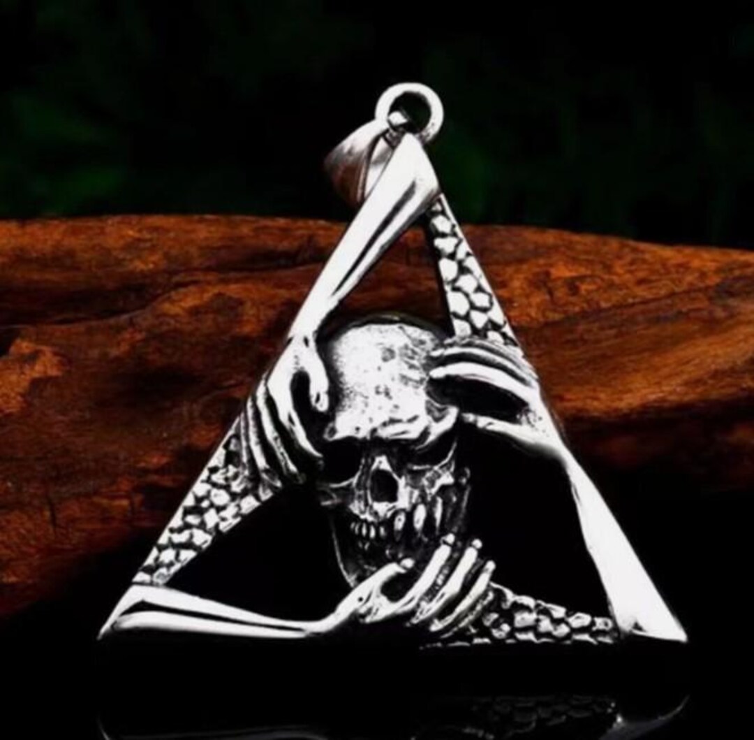 Skull Triangle Necklace, Stainless Steel Gothic Pendant, Dark Symbol ...