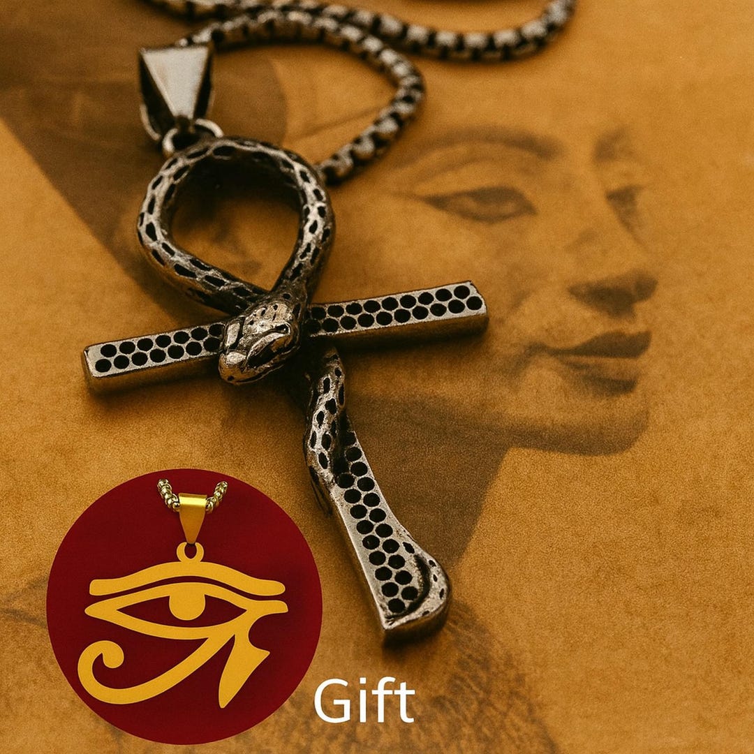 Egyptian Ankh Snake Pendant Necklace: Nefertiti Inspired Jewelry - Etsy