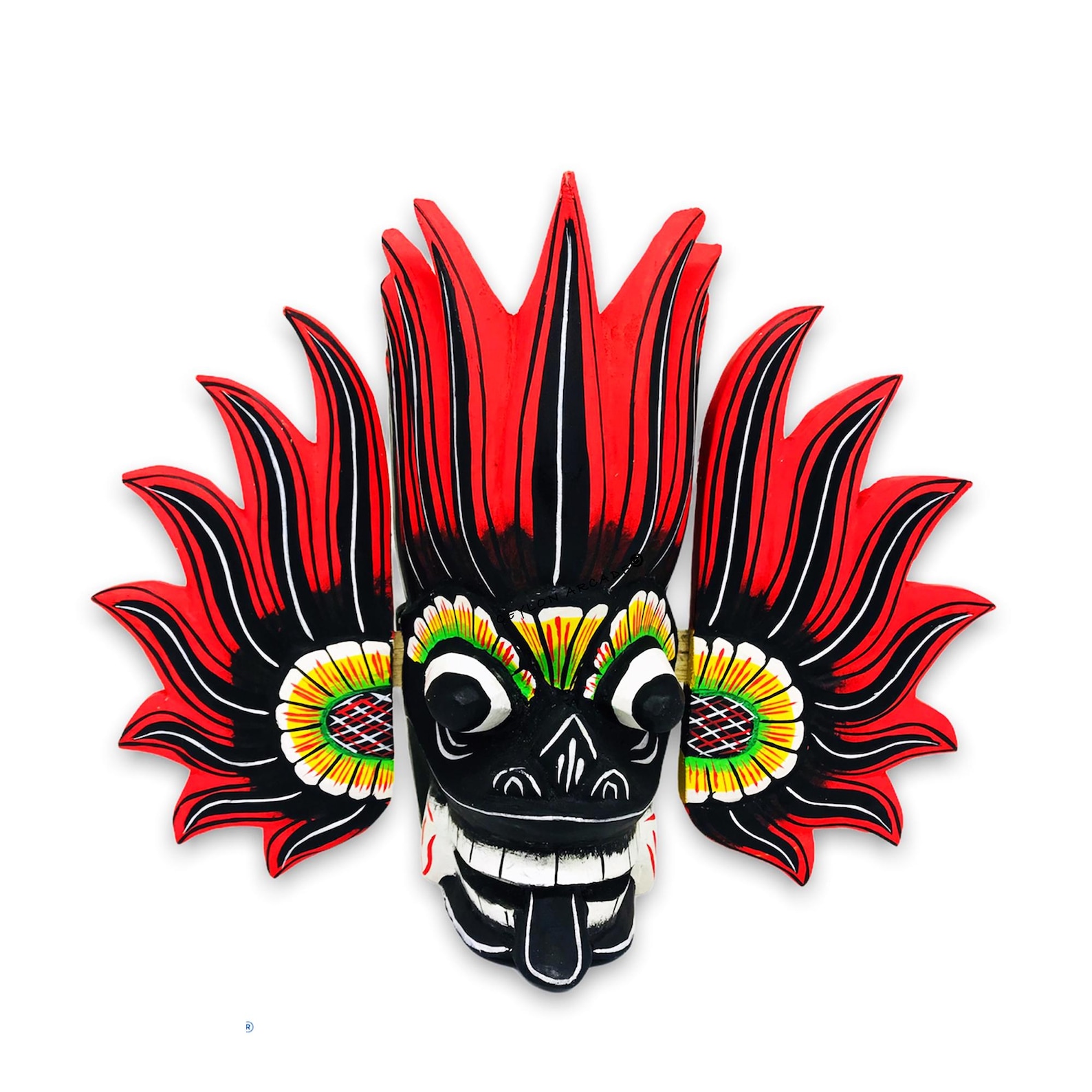 Fire Demon Wood Mask, Carving Mask, Ceylon Tradition Handcraft Handmade ...