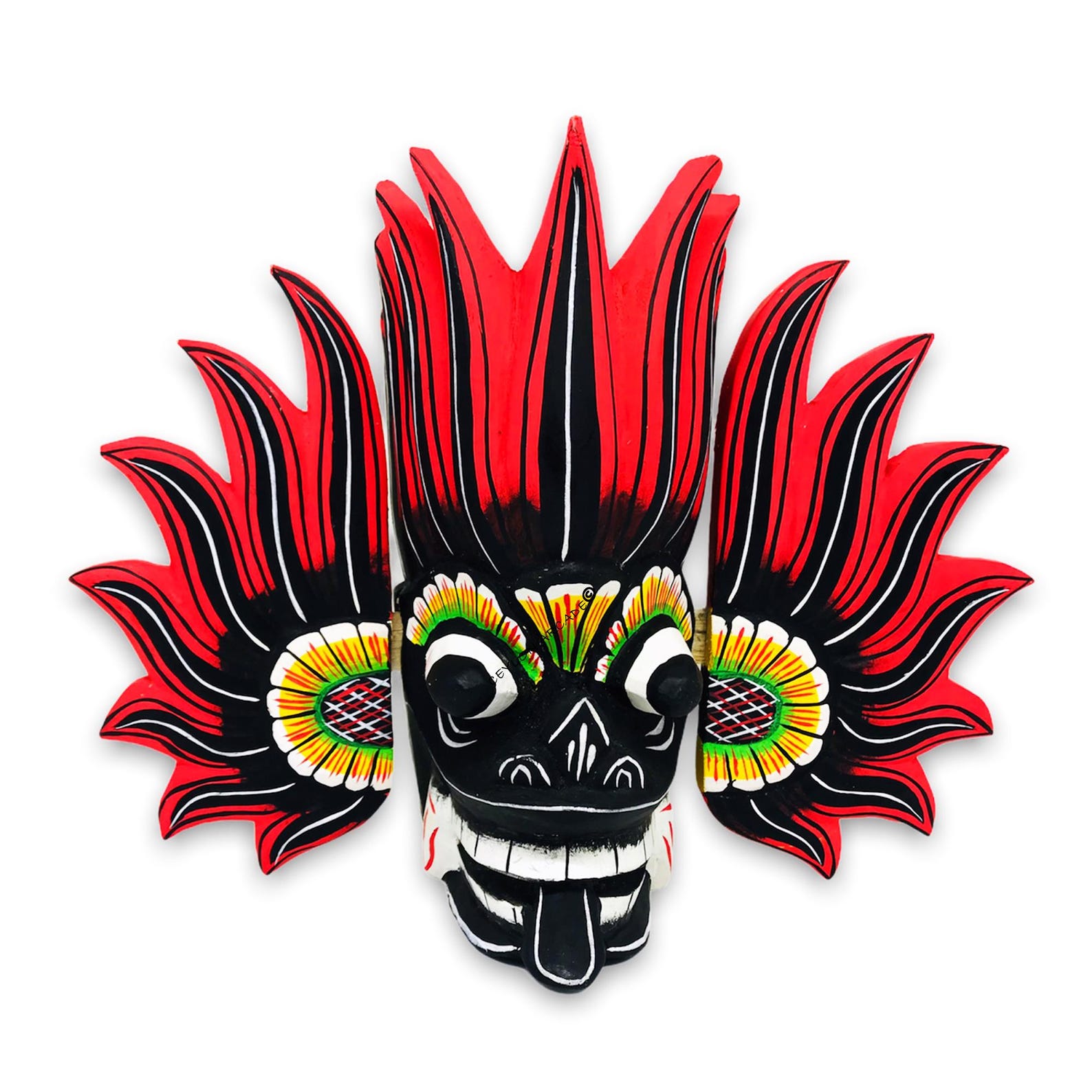 Fire Demon Wood Mask, Carving Mask, Ceylon Tradition Handcraft Handmade ...