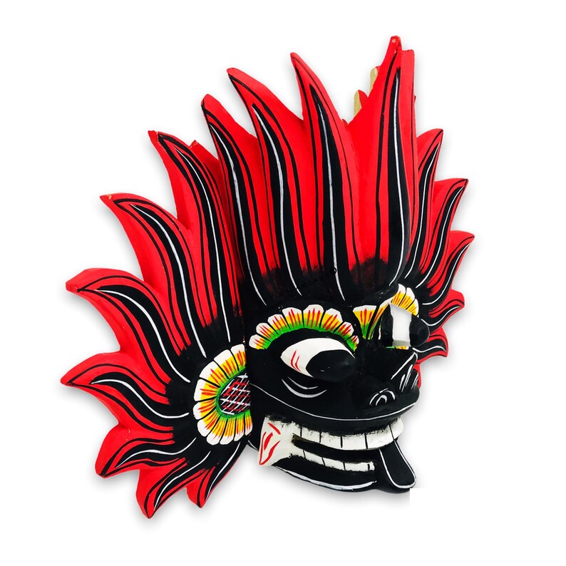 Fire Demon Wood Mask, Carving Mask, Ceylon Tradition Handcraft Handmade ...