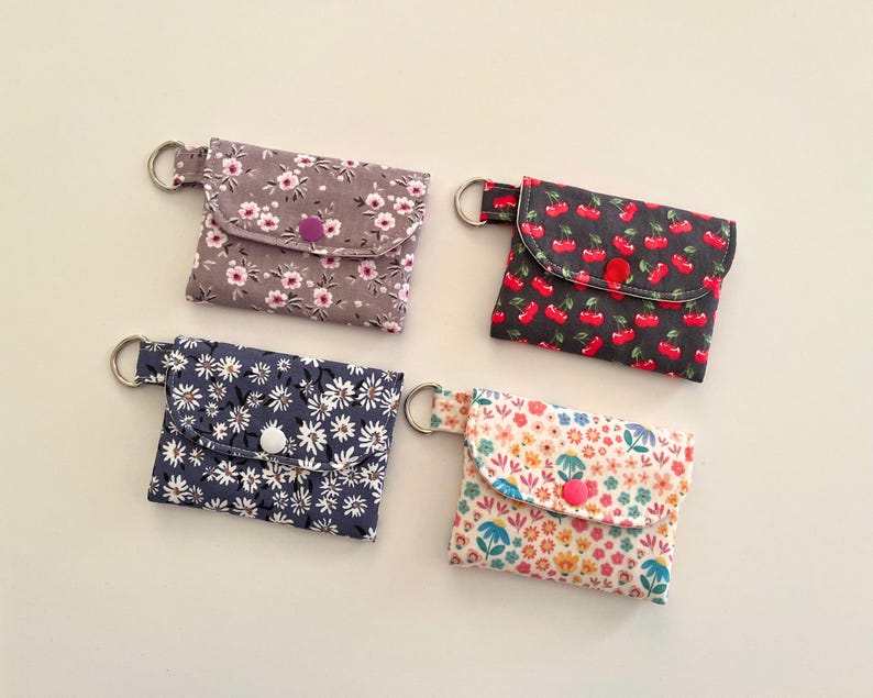 Handmade Cotton Fabric Wallet: Mini Coin Purse, Card Holder & Keychain ...