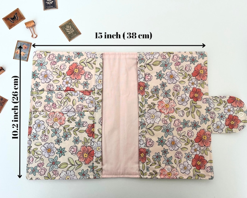 Floral Cotton Book Sleeve: Handmade Book Protector With Pen Holder ...