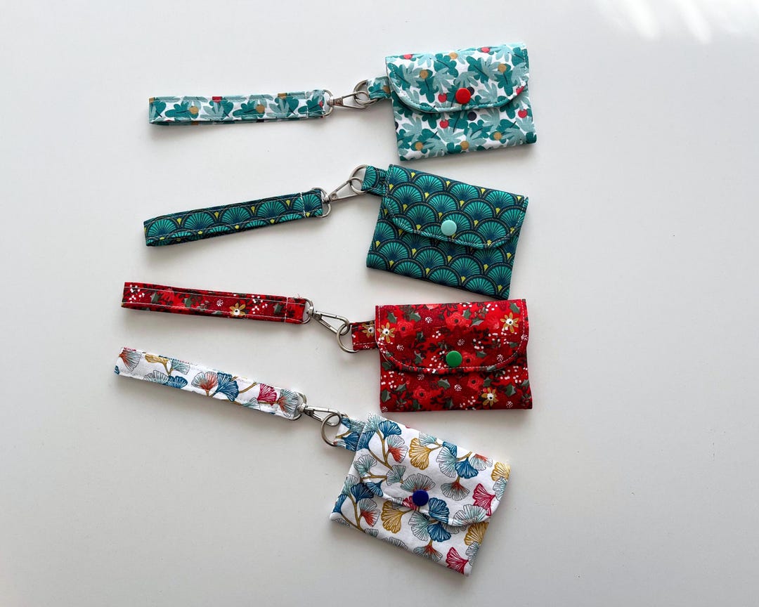 Small Fabric Wallet With Keychain - Handmade Card Holder, Coin Purse - Etsy