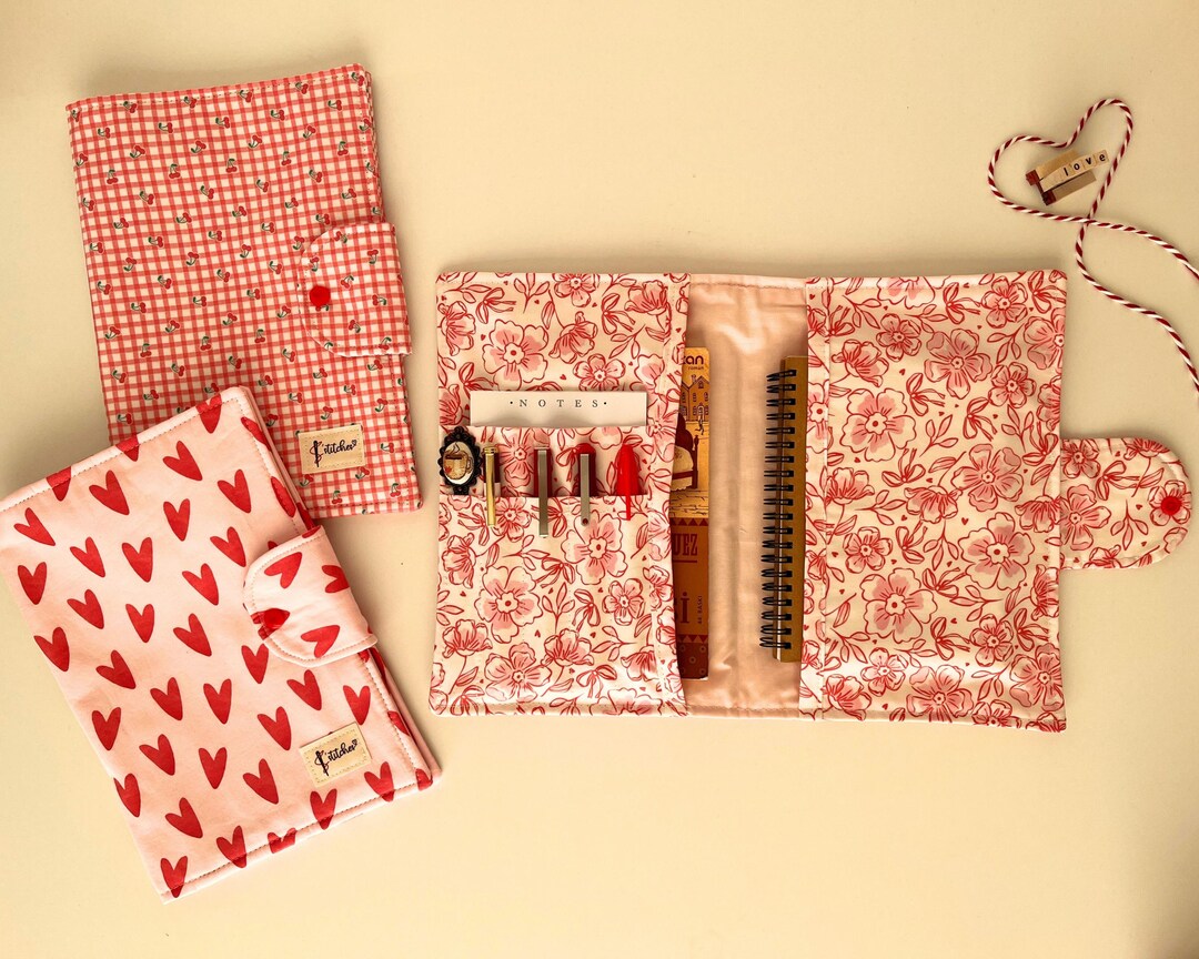 Floral Fabric Book Sleeve – Cotton Journal and Planner Organizer - Etsy
