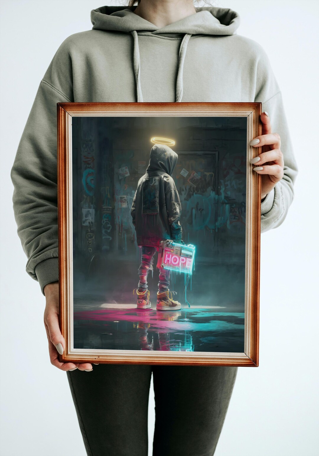 Hope Neon Street Art Print | Digital Wall Art | Urban Graffiti Poster ...