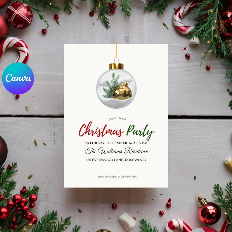 Christmas Party Invitation Editable, Christmas Ball Holiday Party ...