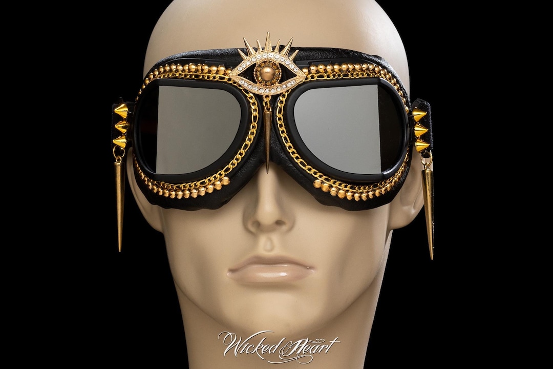 Burning Man Goggles ~ Evil Eye Gold ~ Burner Goggles, Festival Goggles ...