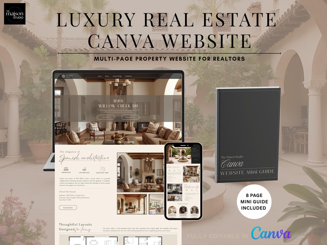 Luxury Real Estate Canva Website Template | Mutiple Page Realtor ...