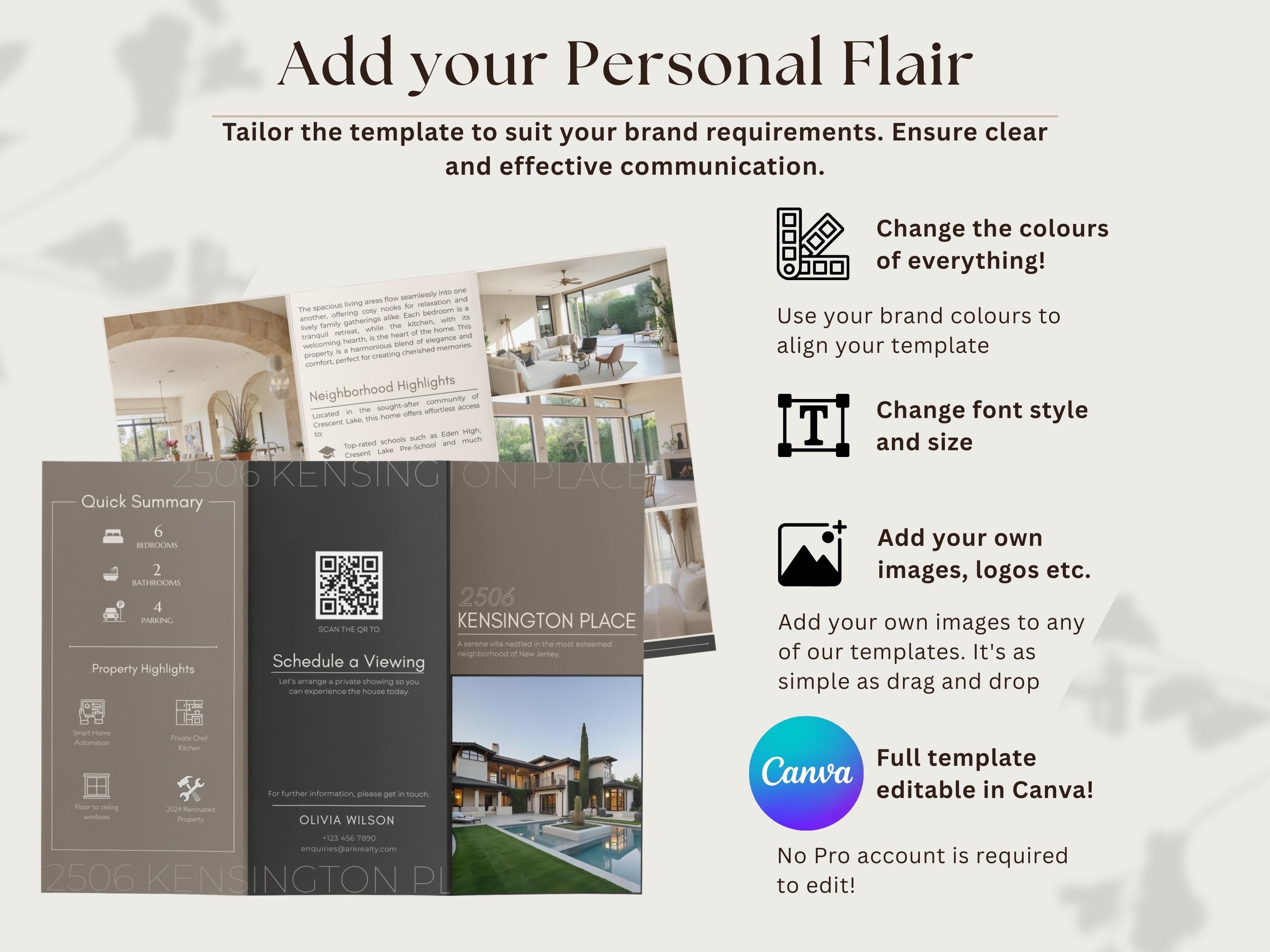 Luxury Real Estate Trifold Brochure Template | Canva Editable Property ...