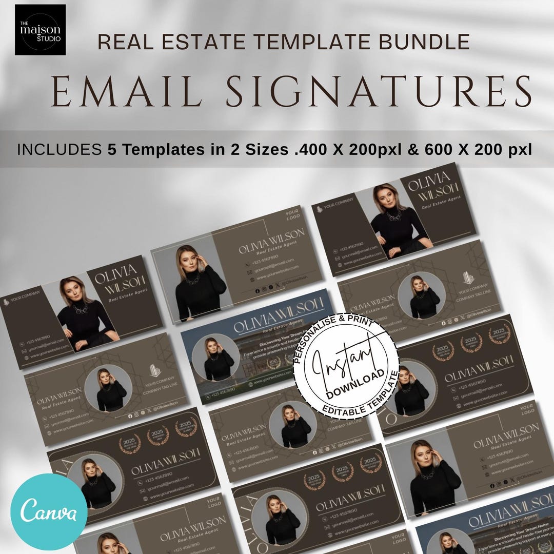 Real Estate Email Signature Canva Template Editable Realtor Agent ...