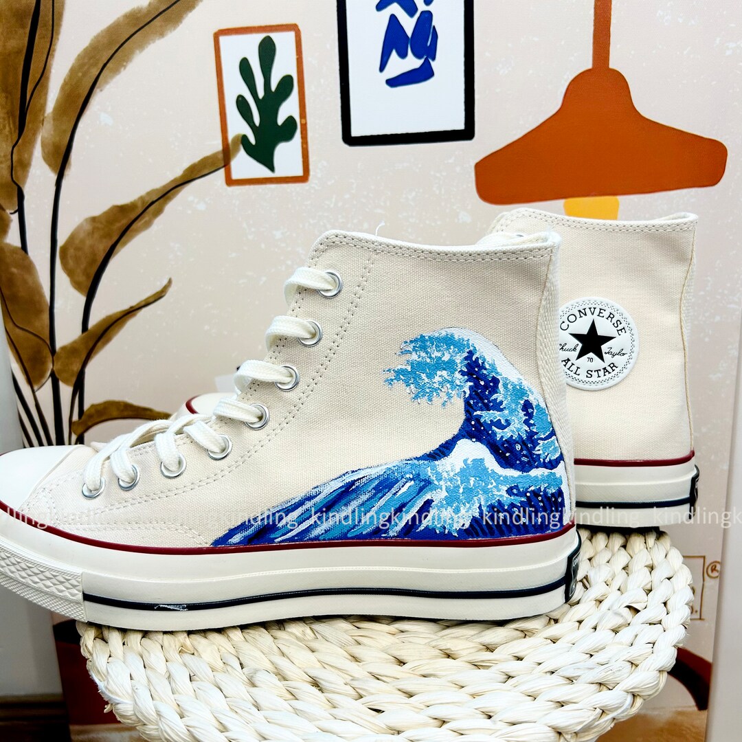 Canvas Shoes Painted Ocean Waves Halloween Painted Converse - Etsy
