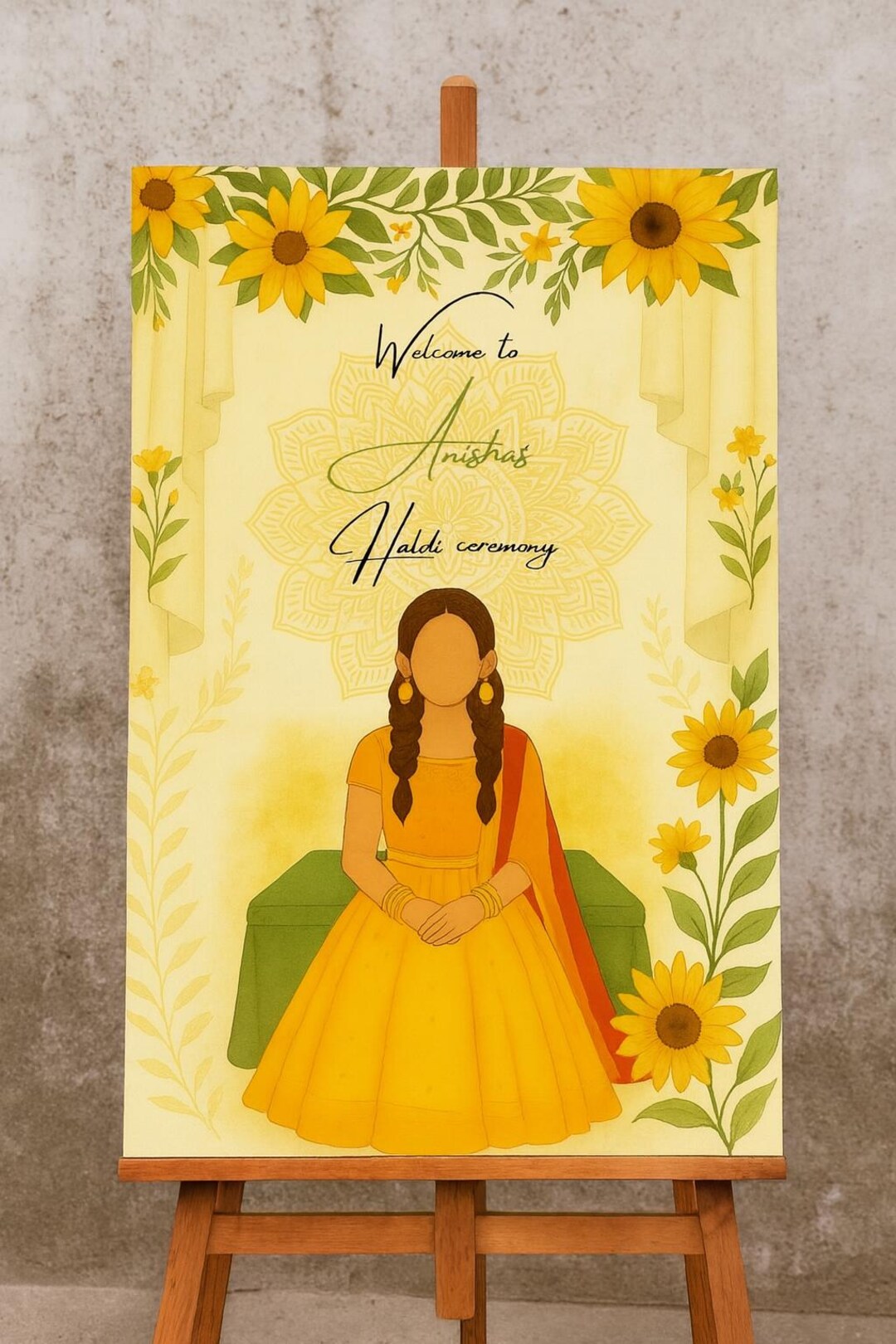 Desi Haldi Sign – Vibrant Yellow & White – Instant Download Wedding ...