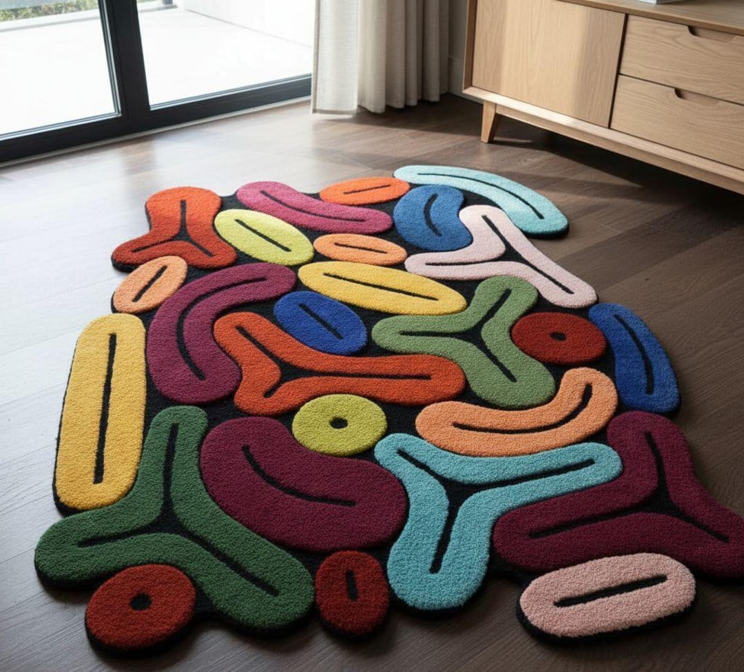 Abstract Hand-tufted Rug: Colorful Modern Blob Design - Etsy