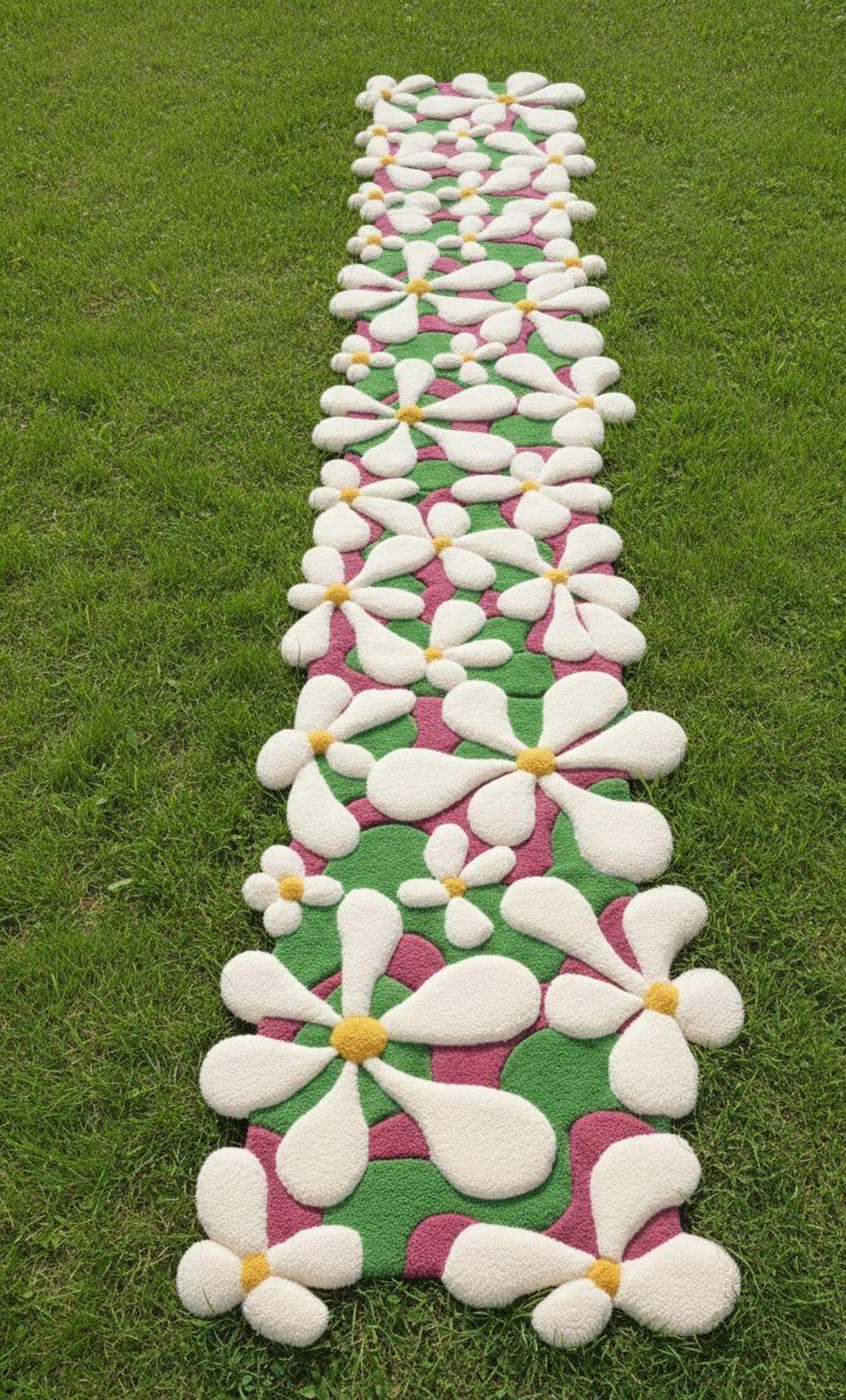 Hand Tufted Daisy Flower Runner Rug: 3D Floral, Retro Groovy Decor - Etsy