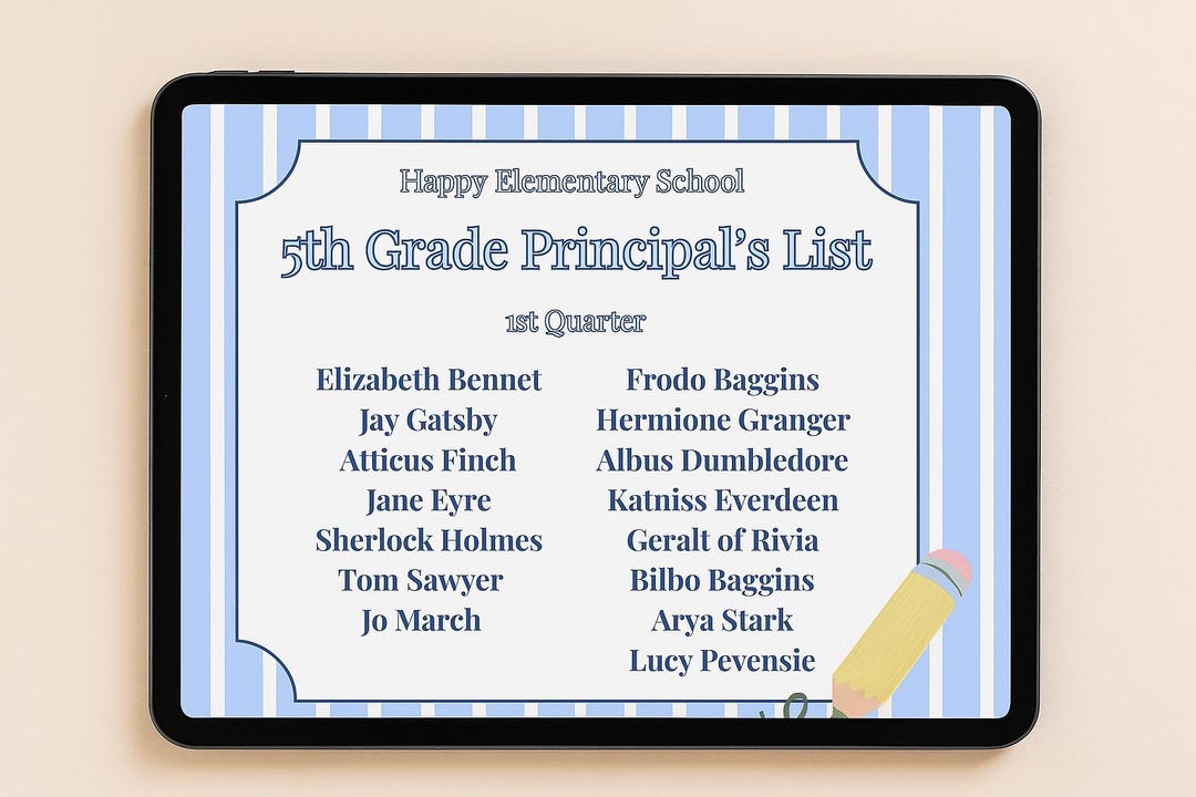 Editable Honor Roll/principal's List Canva Template: Blue Striped ...