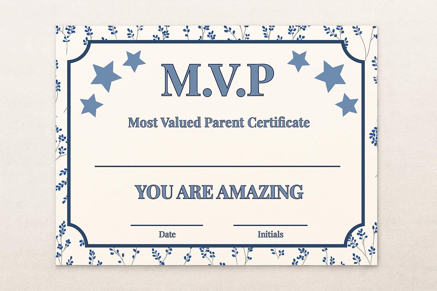 Printable Parent Appreciation Certificate | Editable MVP Award Template ...