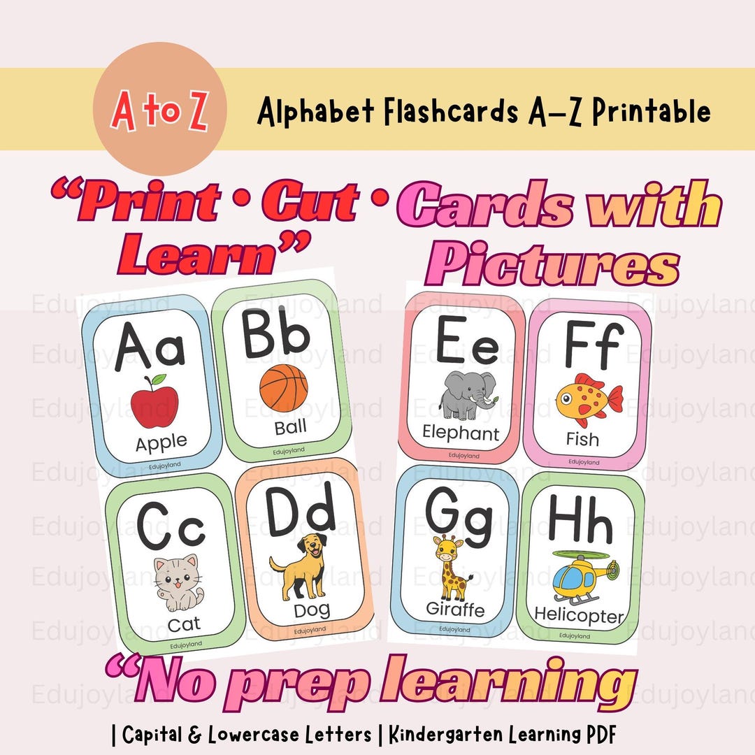 Alphabet Flashcards A–Z Printable | Preschool Alphabet Cards With ...