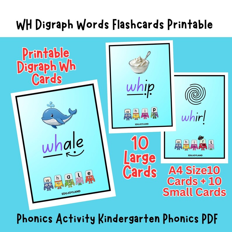 WH Digraph Flashcards Printable | Phonics Activity for Kids ...