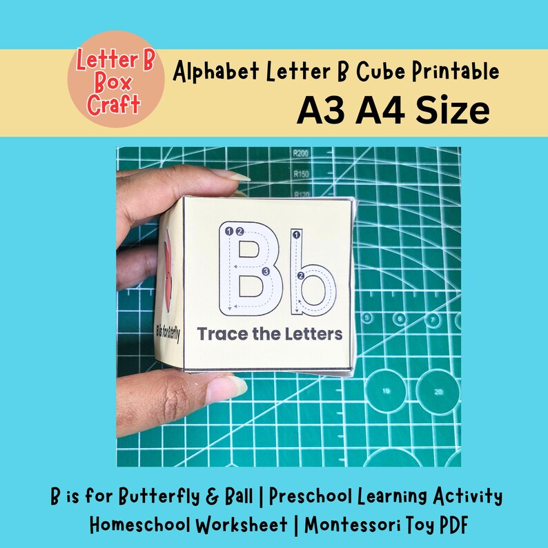 Montessori Alphabet Cube Template Letter B Printable A3 and A4 Phonics ...