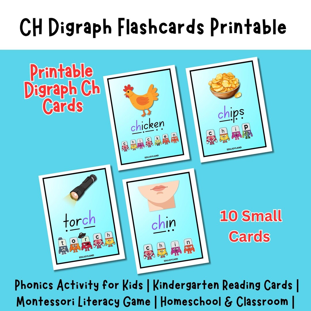 CH Digraph Flashcards Printable | Phonics Activity for Kids ...
