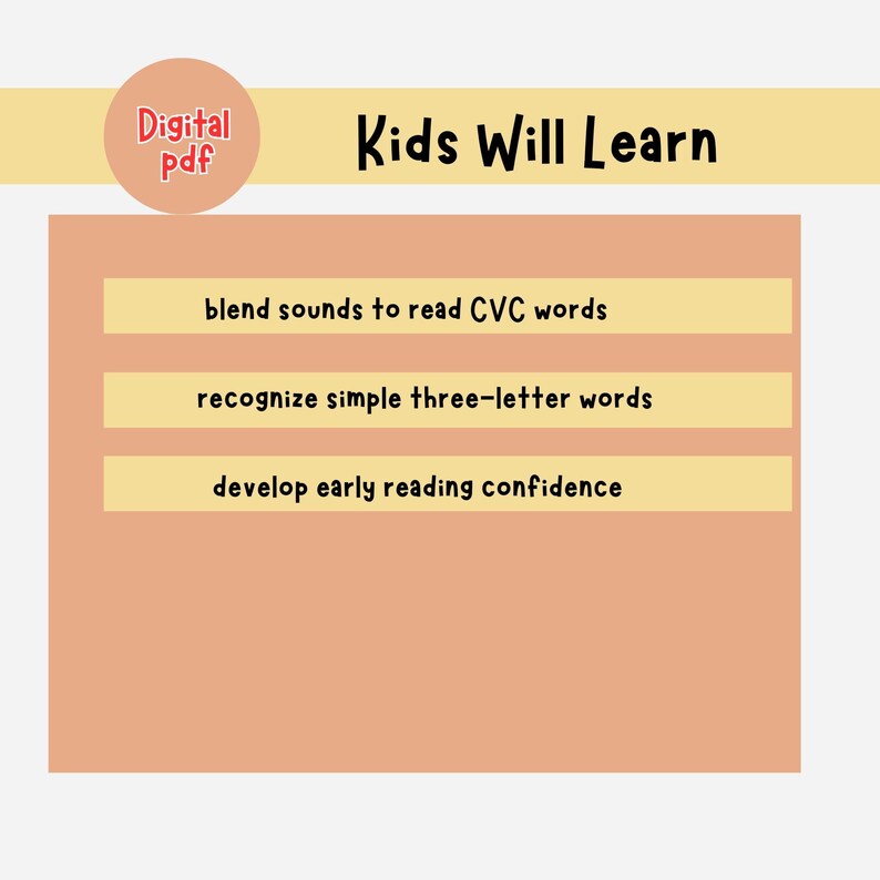 CVC Word Cards Printable | Phonics Reading Activity | Preschool ...