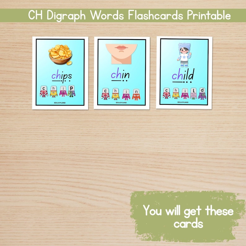 Ch Digraph Flashcards Printable,phonics Activity Worksheets ...