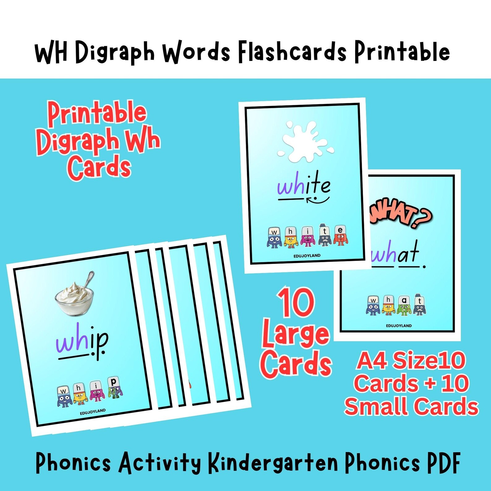 WH Digraph Flashcards Printable | Phonics Activity for Kids ...