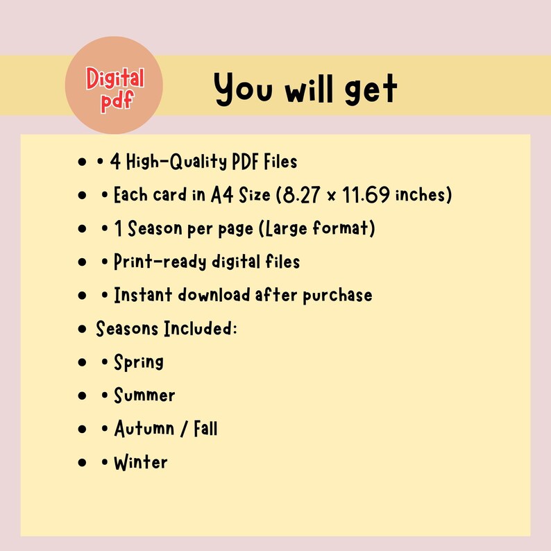 Seasons Flashcards Printable A4 Large Classroom Wall Cards Preschool ...