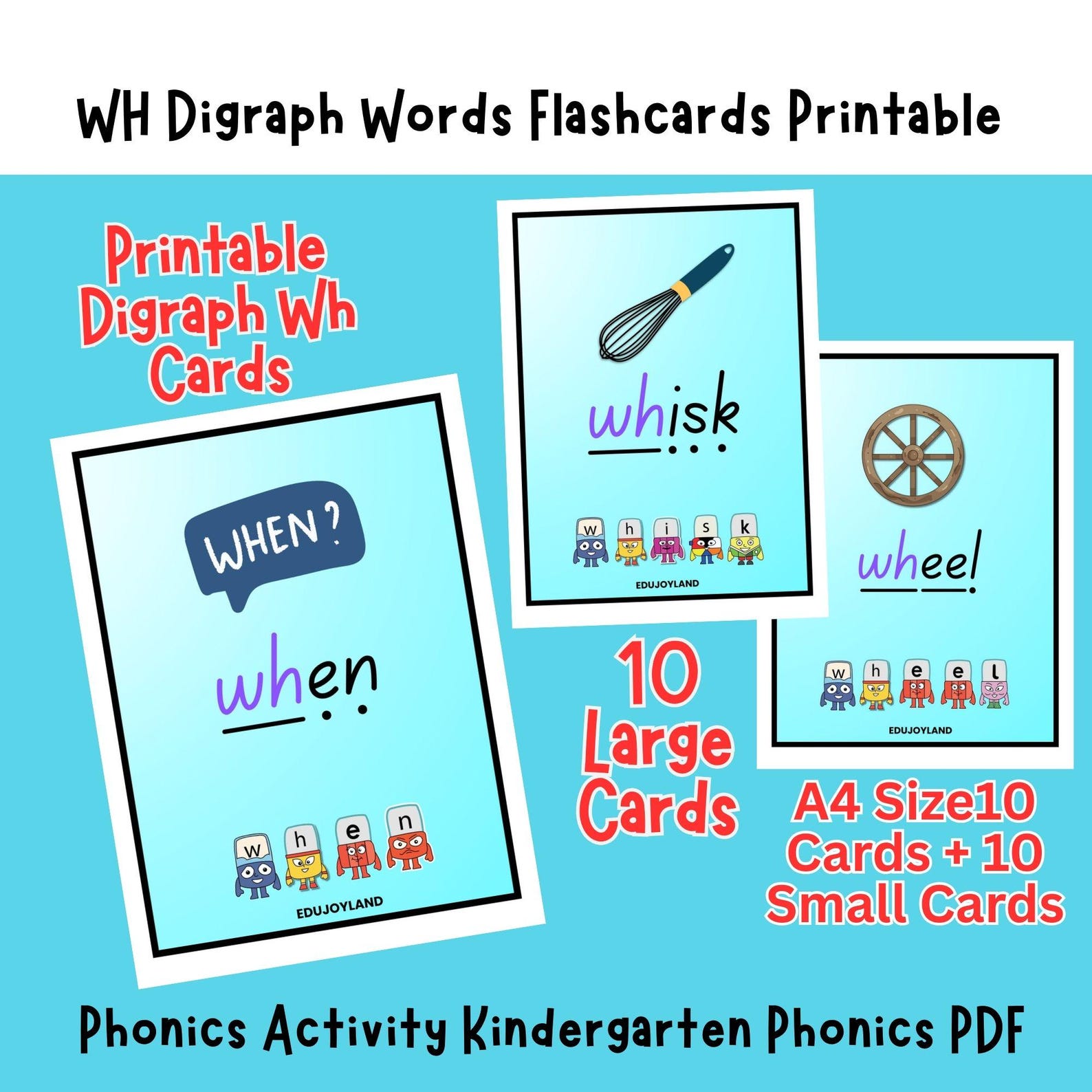WH Digraph Flashcards Printable | Phonics Activity for Kids ...