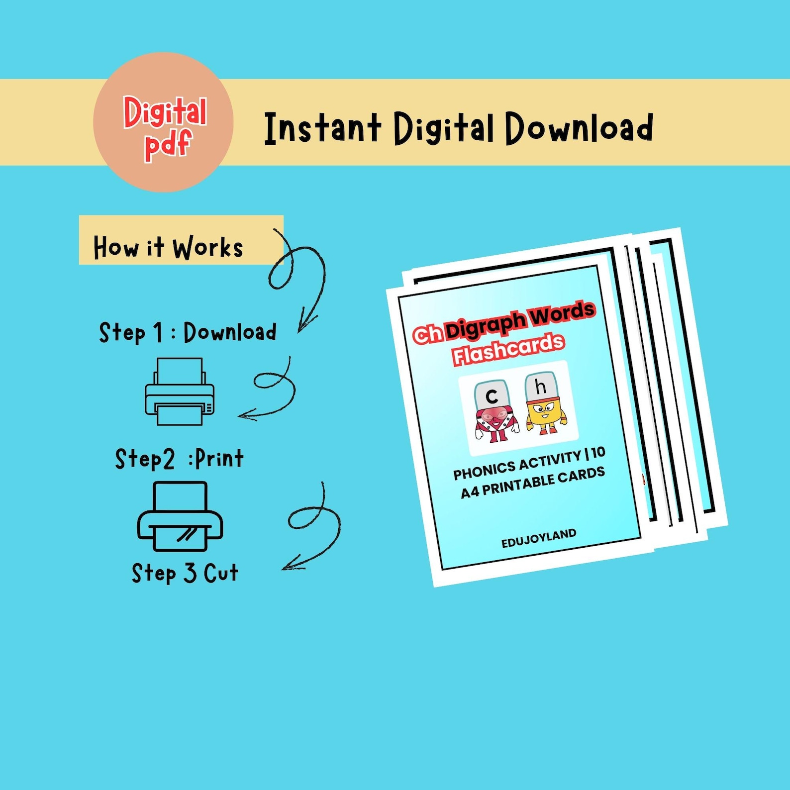 CH Digraph Flashcards Printable | Phonics Activity for Kids ...