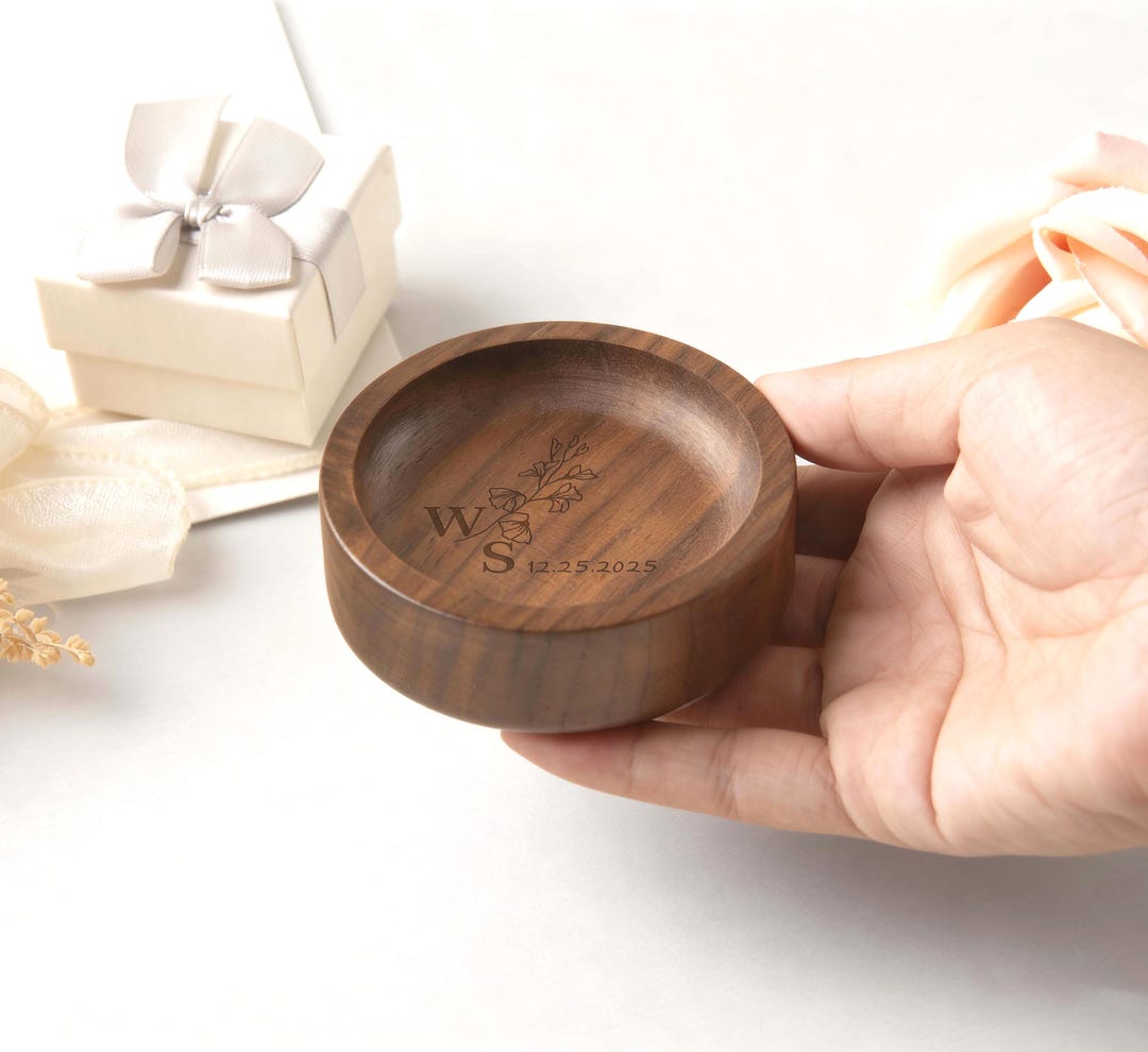 Personalized Birth Flower Trinket Dish, Custom Engraved Engagement Ring ...