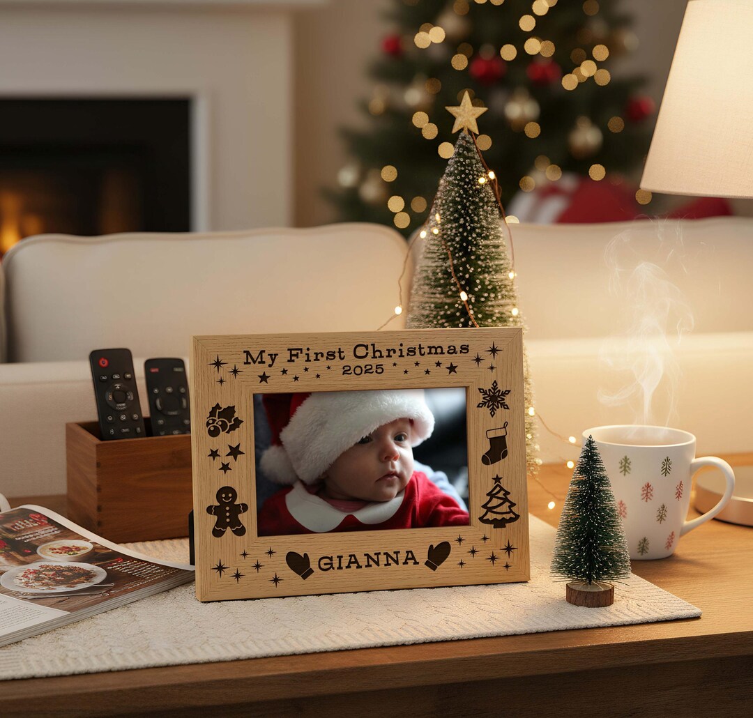 Personalised Baby's First Christmas Photo Frame: Custom Newborn First ...