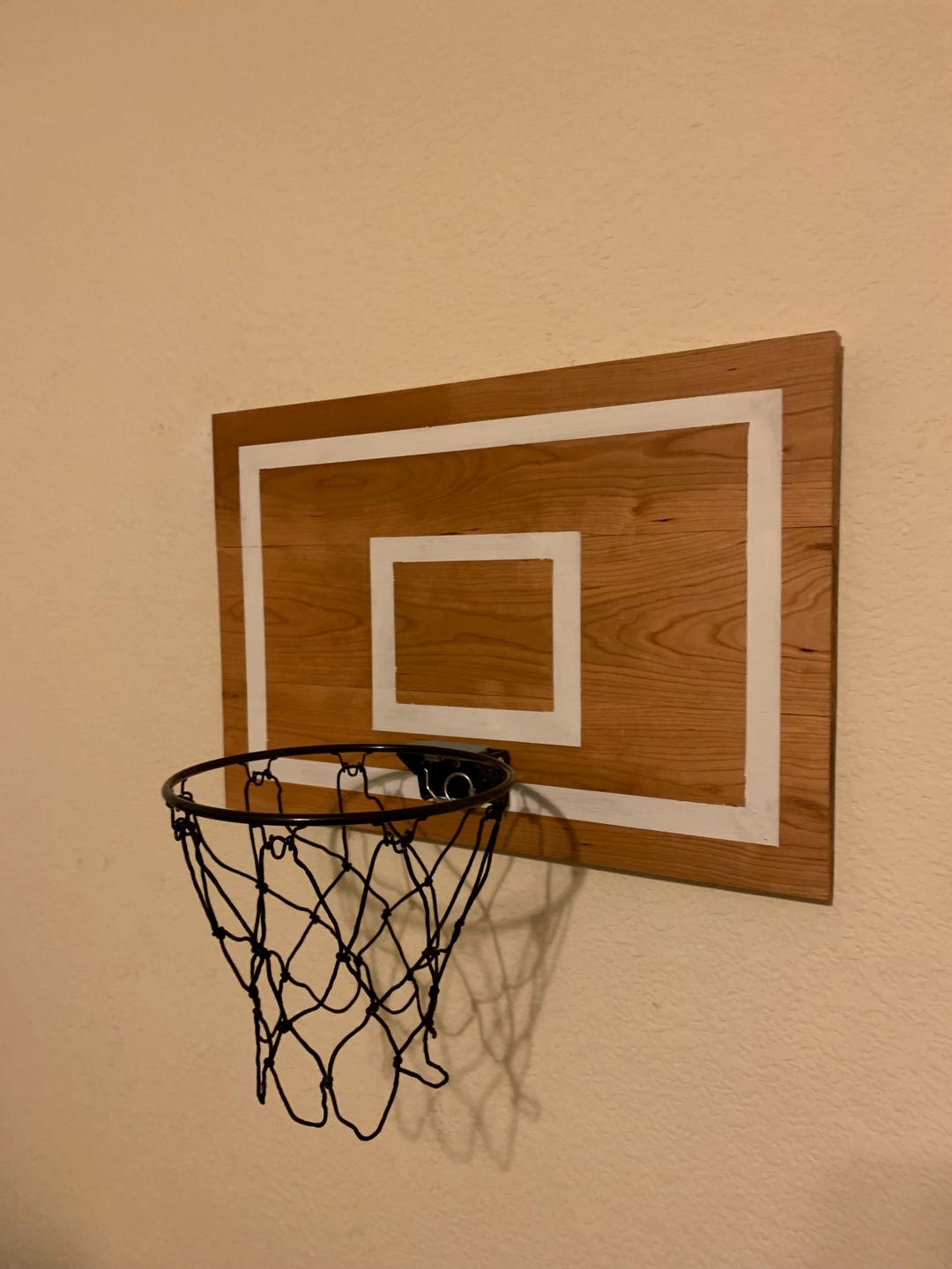Cherry Wood Basketball Hoop / Wall Mounted Mini Hoop / White Trim ...