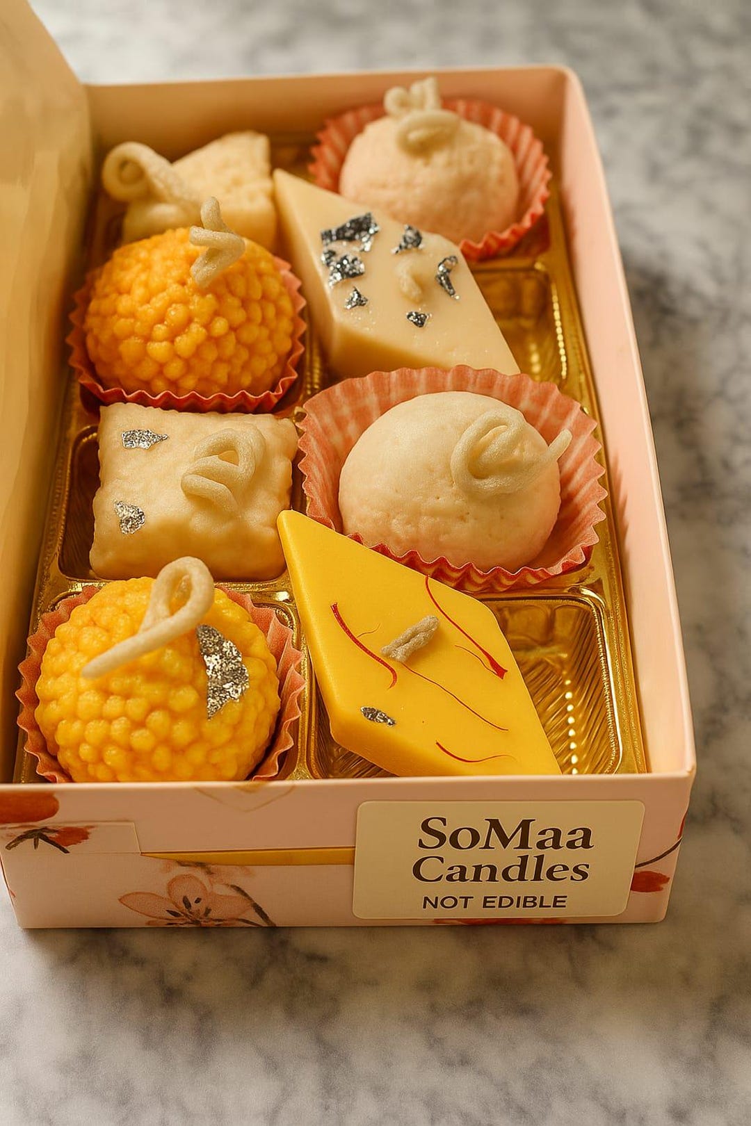 Assorted Mithai Candle Gift Box | Indian Sweet Dessert Candles ...