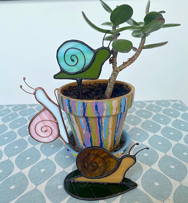 Snail Stained Glass Pattern, Plant Stake Pattern, Pot Hanger, Decor ...