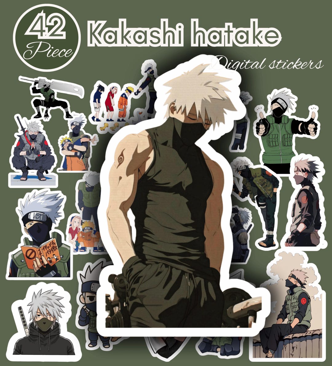 Kakashi Hatake Stickers Pack | 42 Naruto Anime Stickers | Cute Chibi ...