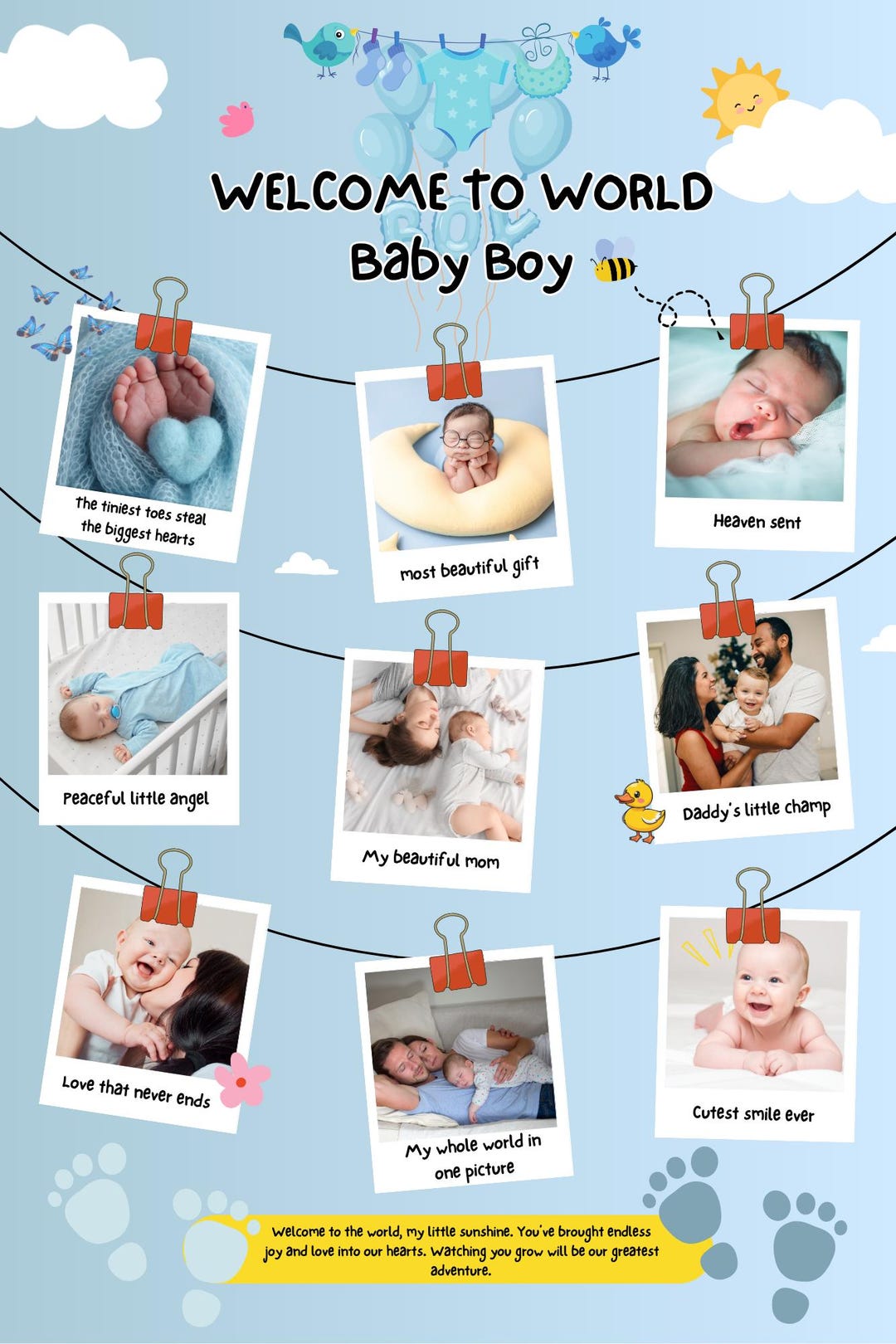 Baby Photo Collage Template – Editable in Canva | Newborn Wall Art ...