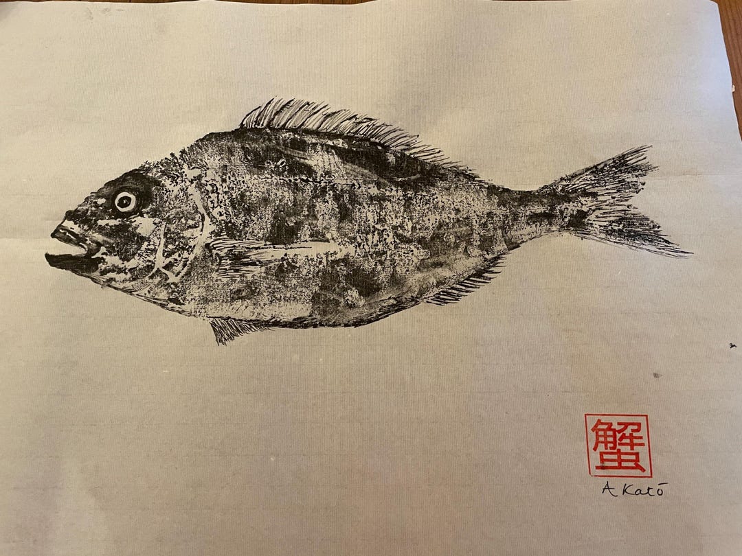 Gyotaku Fish Ink Print: Pacific Sea Bream on Rice Paper - Etsy