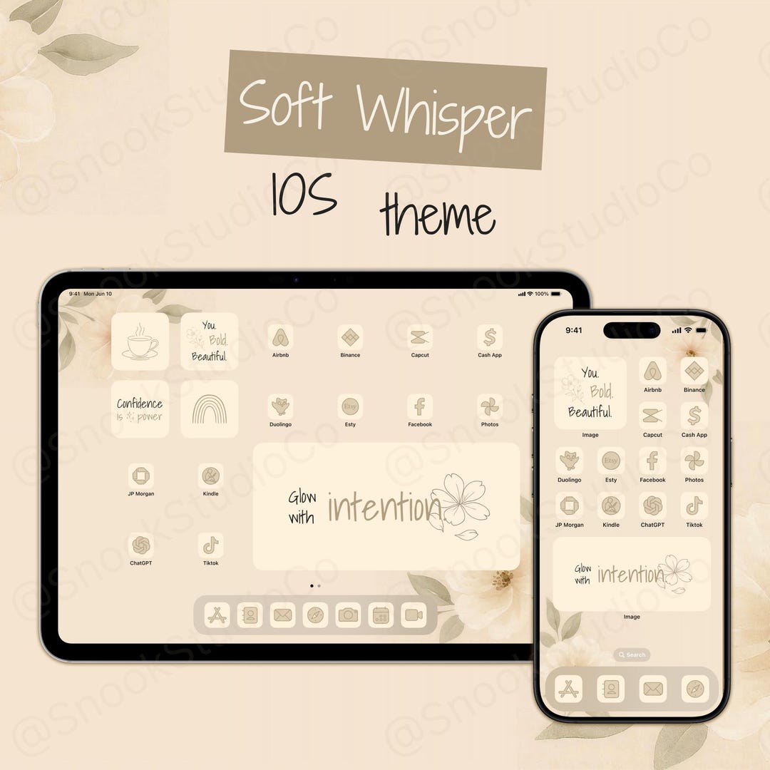 Pastel Beige Ios Theme Bundle: App Icons, Widgets, Wallpapers (digital ...