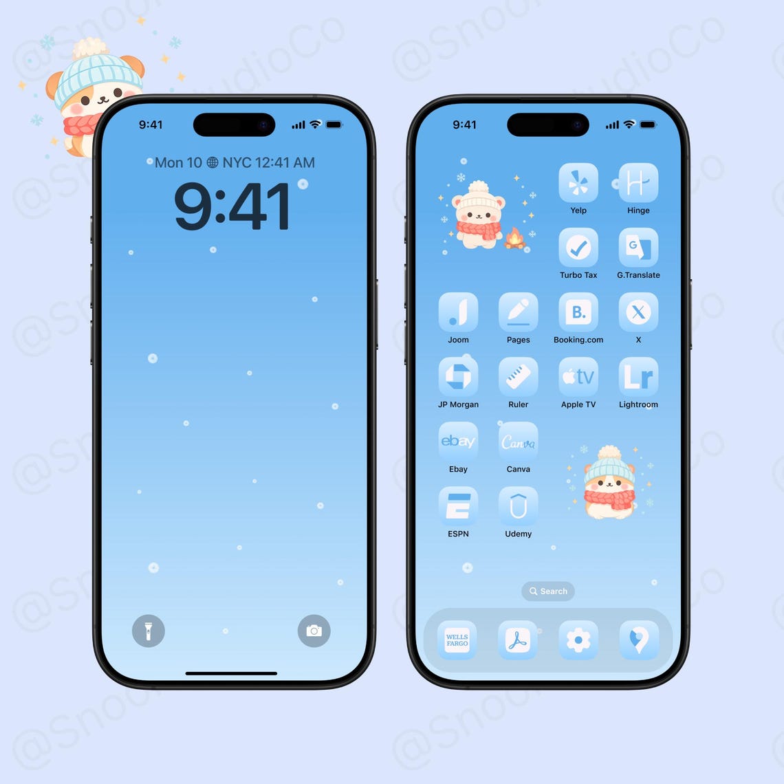 Blue Winter Wonderland Ios Theme Bundle: iPhone iPad Icons, Widgets ...
