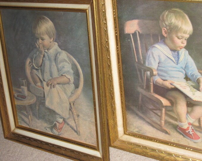 ON SALE Vintage Large Framed Art Prints of Gary and Gretchen, by J ...